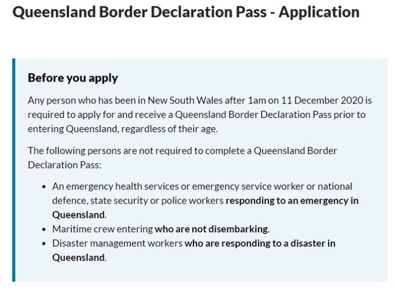 QLD-NSW Border Passes from 20 December.. again – Australian Information